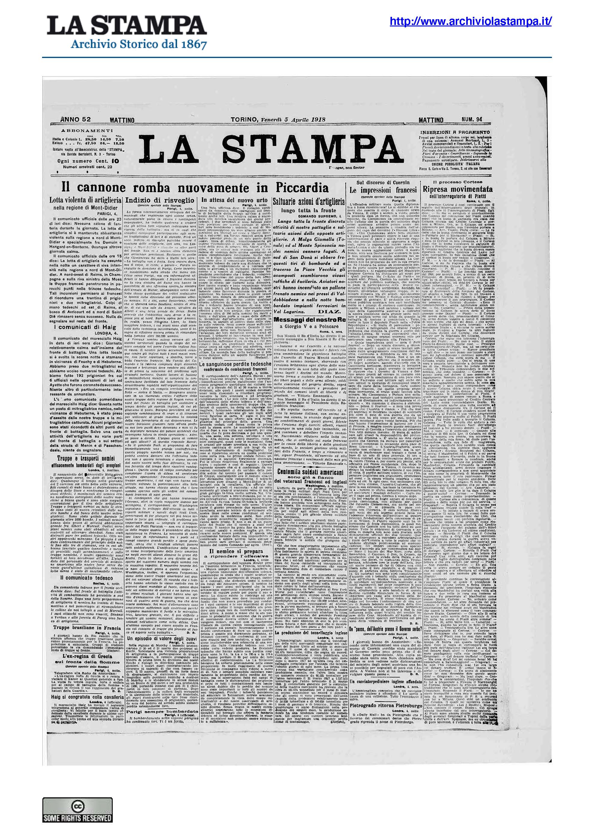 Il Diario Della Guerra | 05 aprile 1918 | Il diario della Guerra